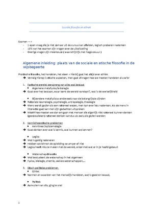 Examen sociale filosofie en ethiek lisa de groote - Datum examen 03/09 ...