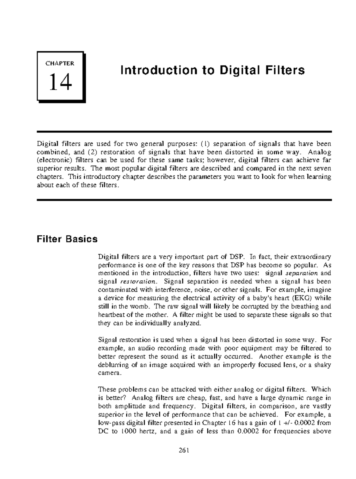 Dsp book Ch14 - 261 CHAPTER 14 Introduction to Digital Filters Digital ...