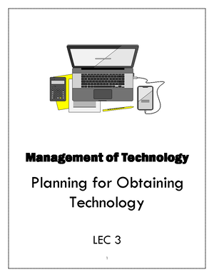 MOT lec 2 - mot - Management of Technology LEC 2 OUTLINE ــ The pros ...