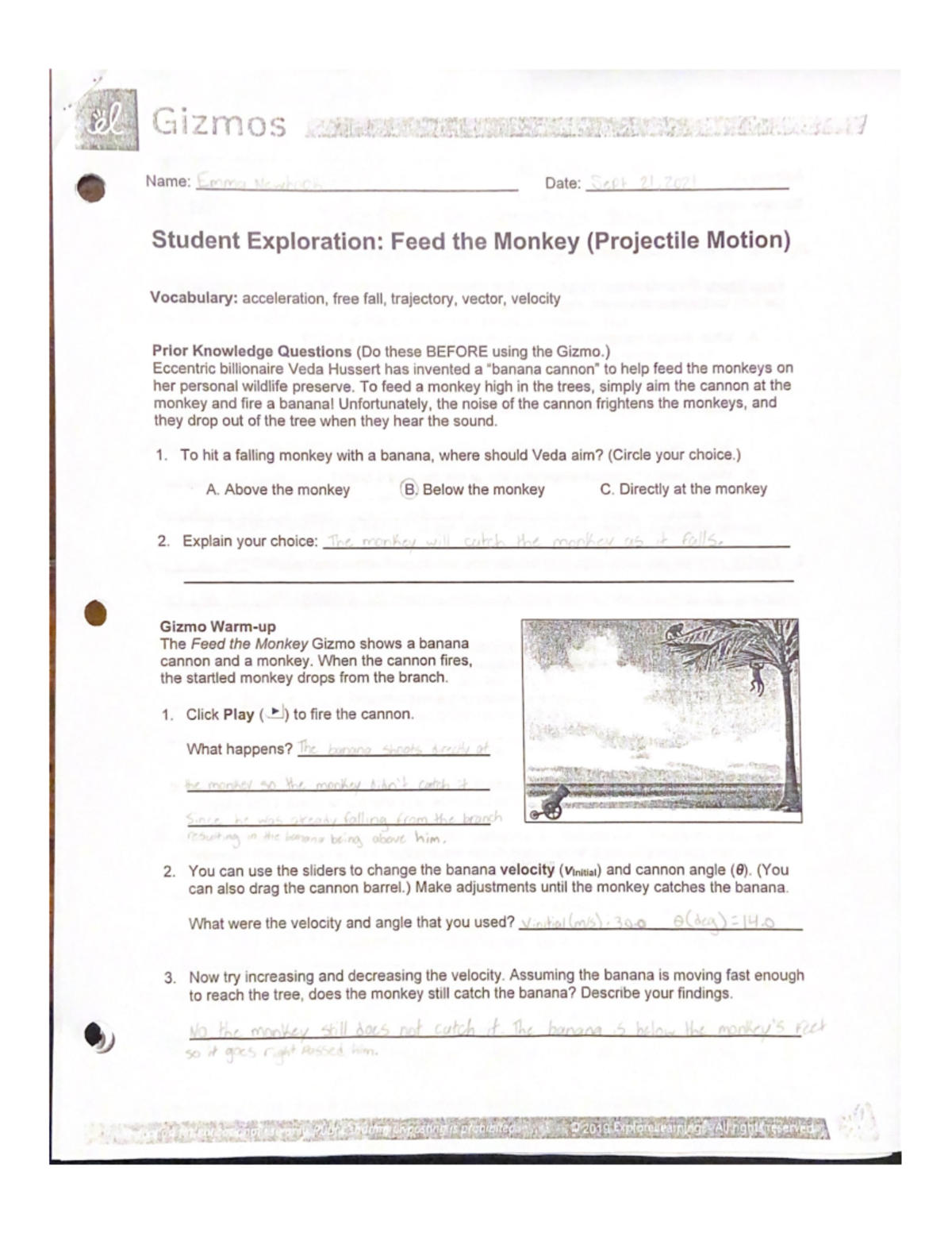 Feed The Monkey Gizmos - Gizmo answers to help students, don’t forget to add the units as I ...