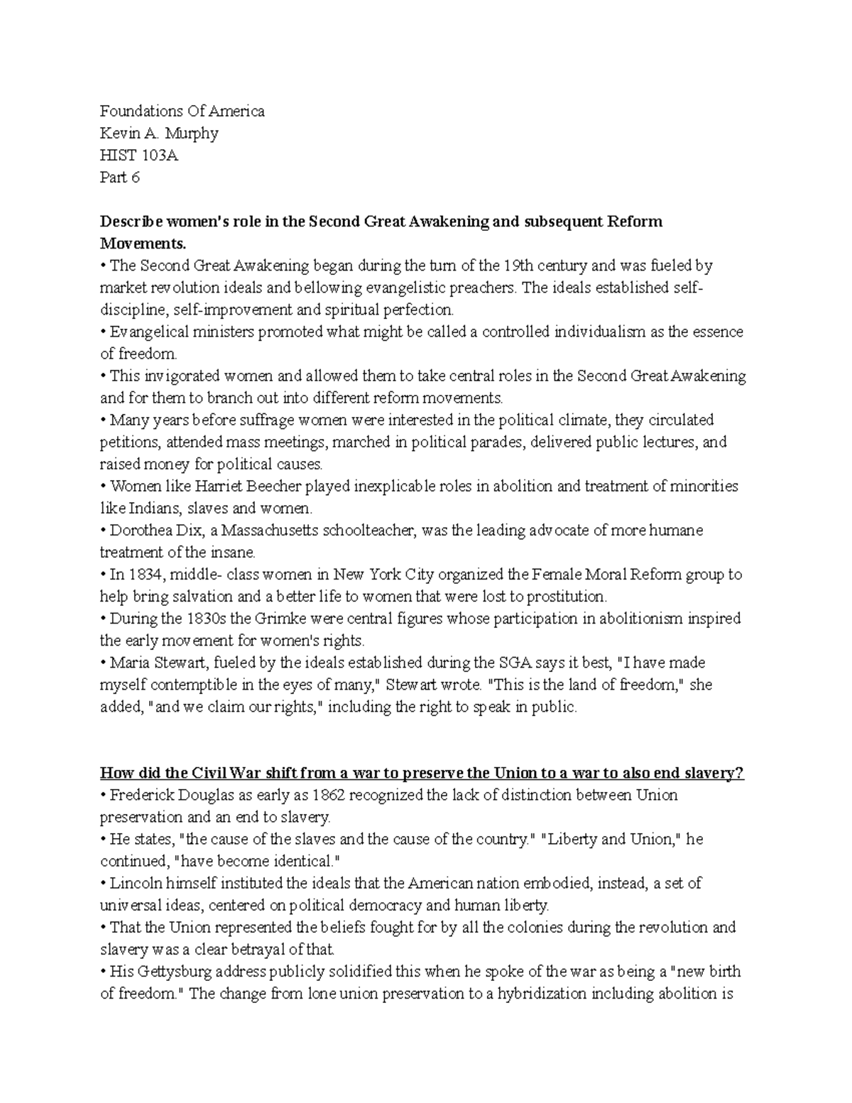 HIST 103A Part 6 Notes for Finals - Foundations Of America Kevin A ...