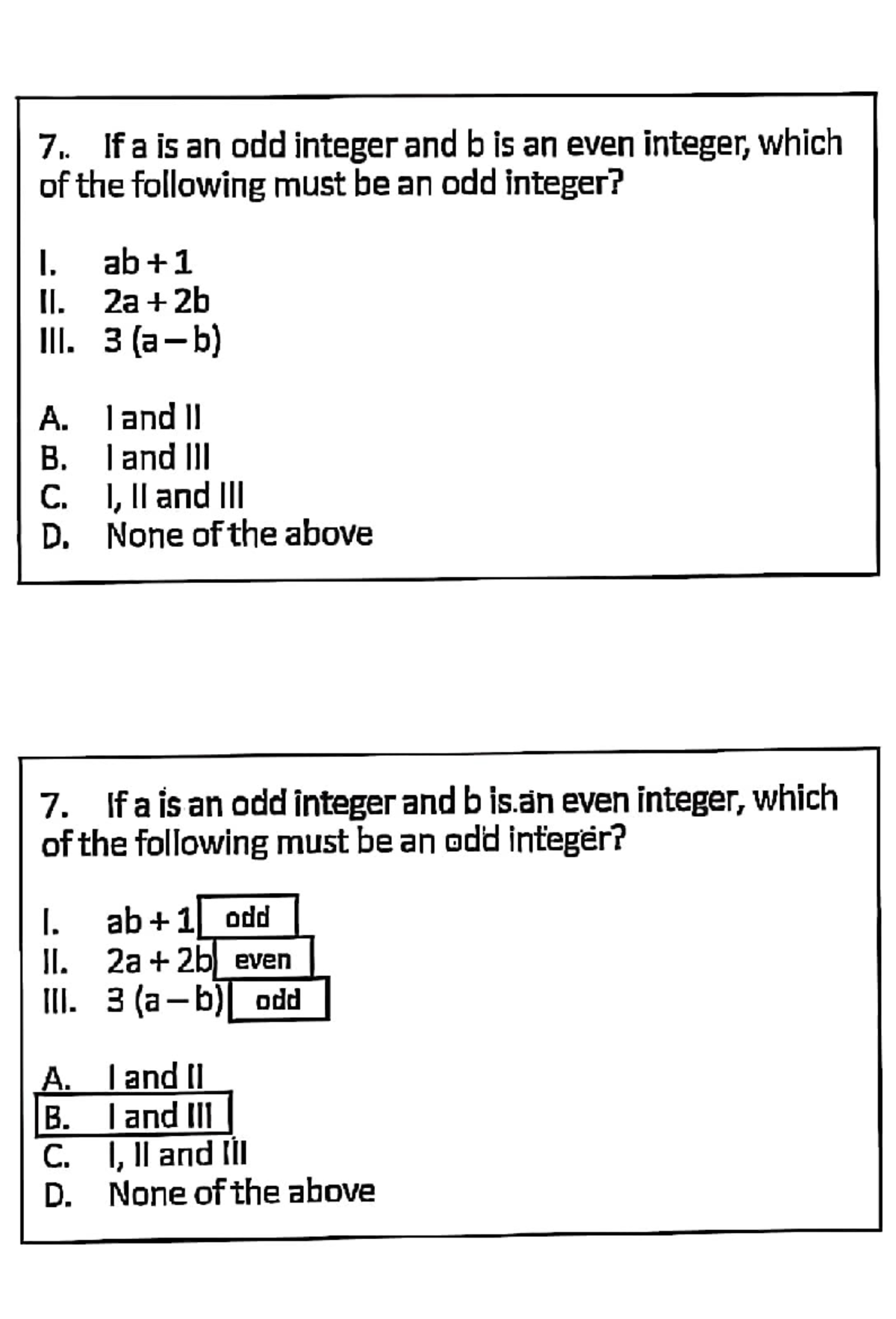 ACC748 8 - ,bbx - 7.. If a is an odd integer and b is an even integer, which of the following ...