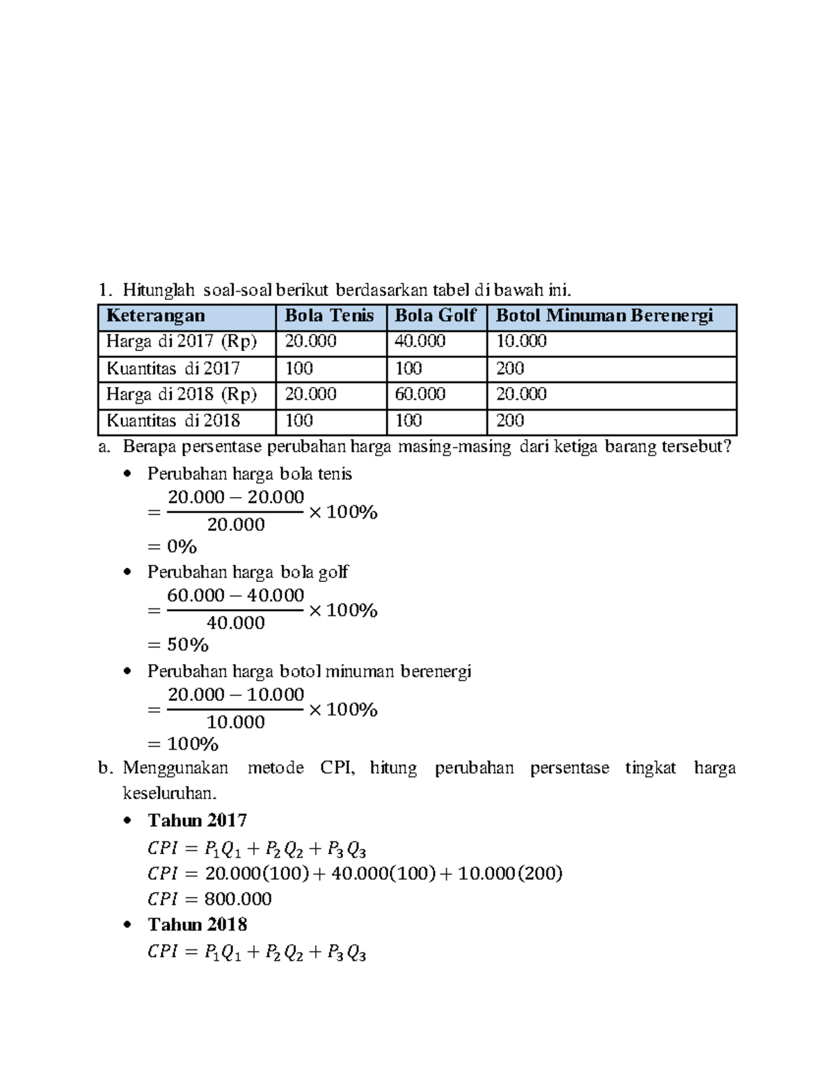 Ekdas 12 - persentase perubahan harga dengan metode CPI serta melihat ...