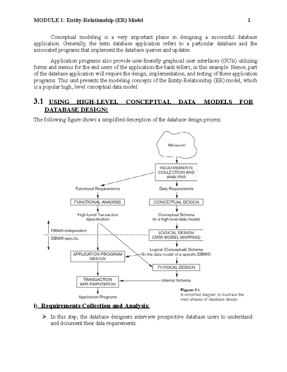 Module 1 ER - dbms - MODULE 1: Entity-Relationship (ER) Model 1 Conceptual modeling is a very ...