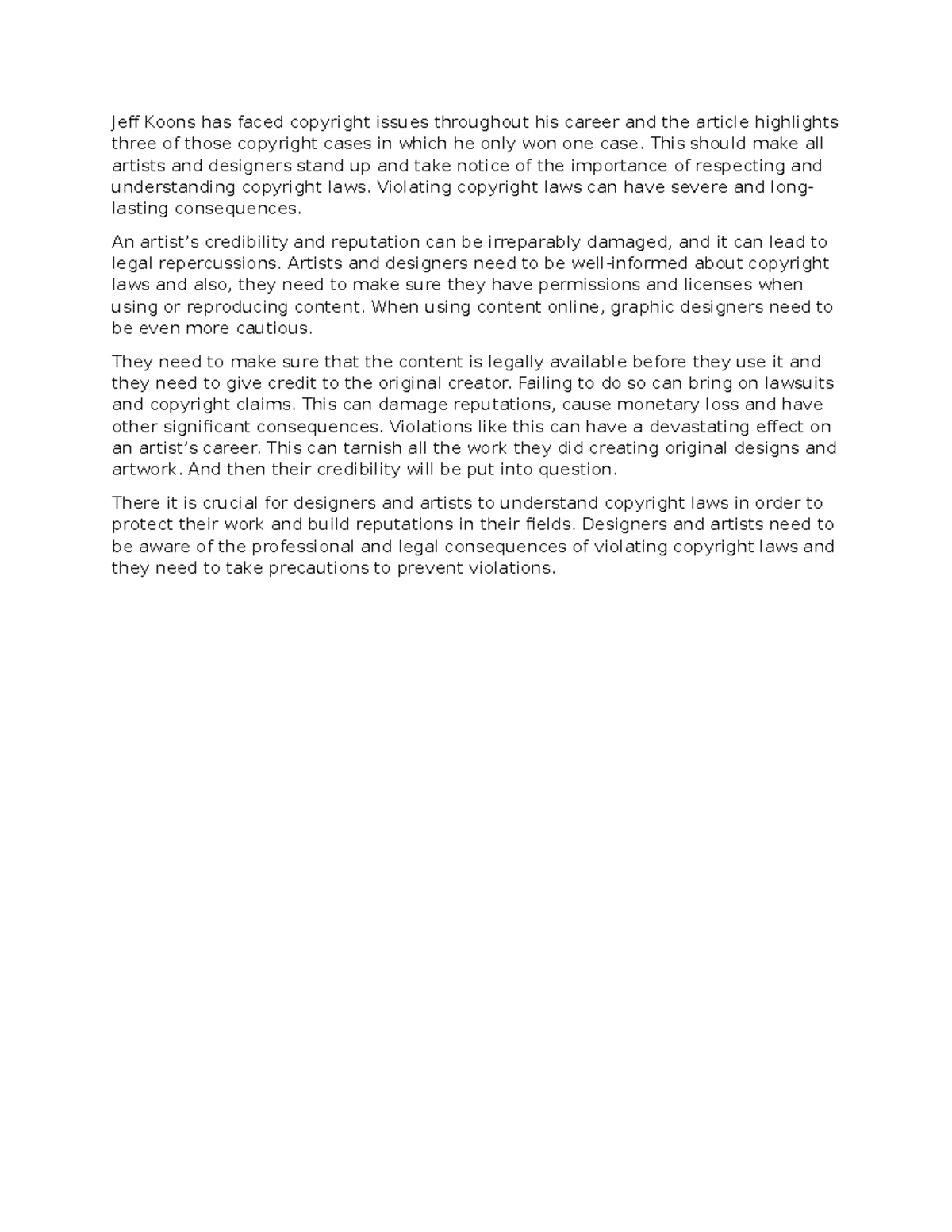 3-1 copyright laws - Jeff Koons has faced copyright issues throughout ...