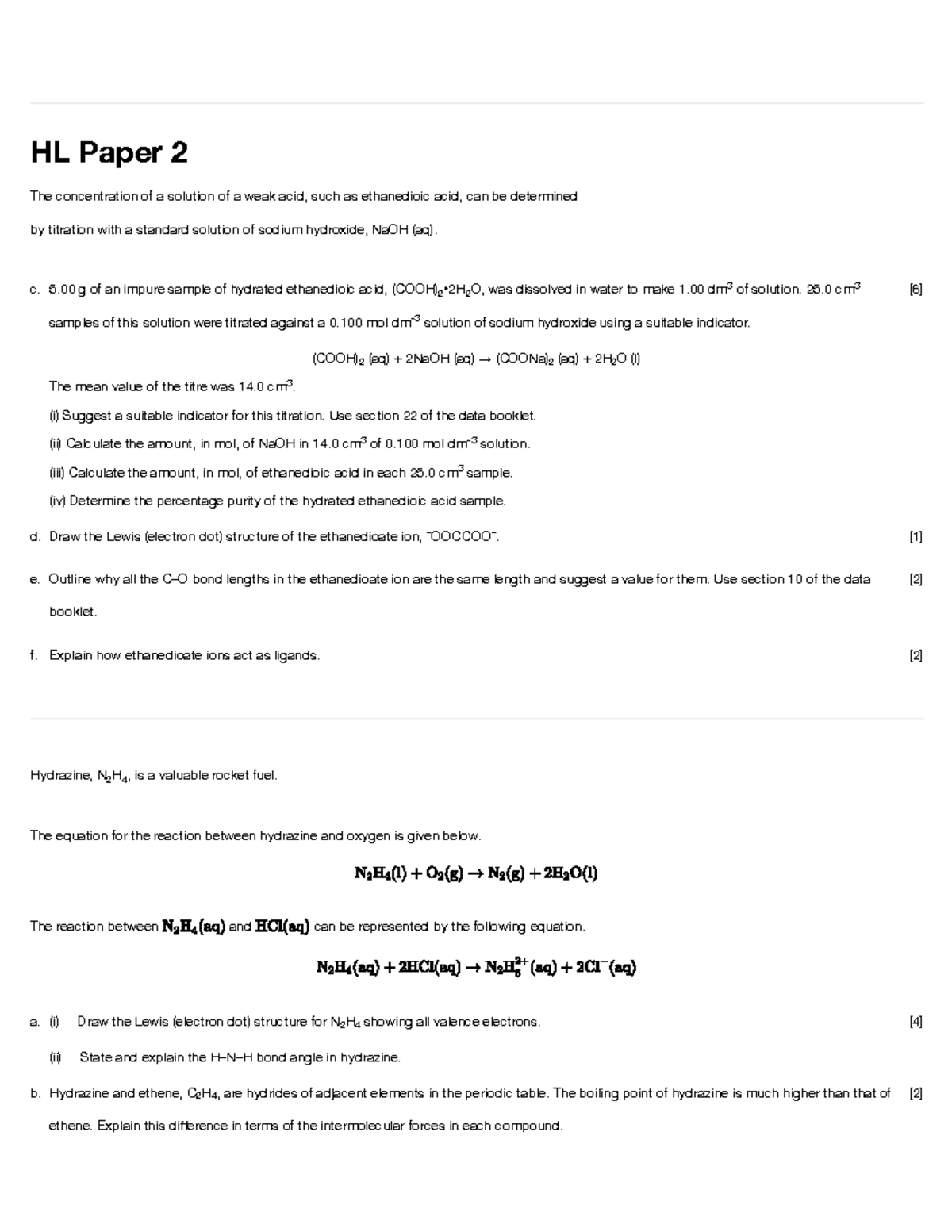 HL-paper 2 - bro - HL Paper 2 The concentration of a solution of a weak ...