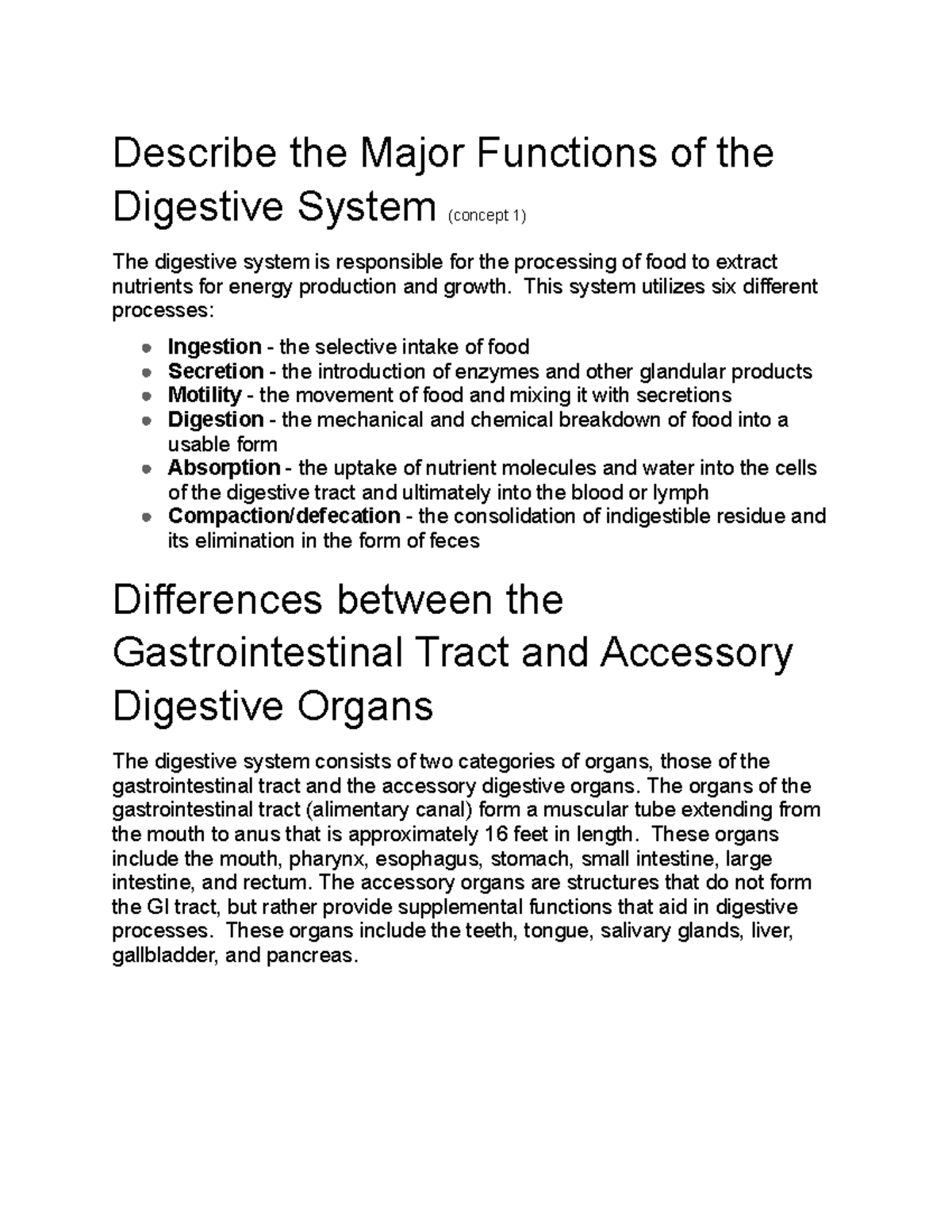 Week 1 concepts Anatomy and Physiology - bio256 - Chamberlain University - Studocu