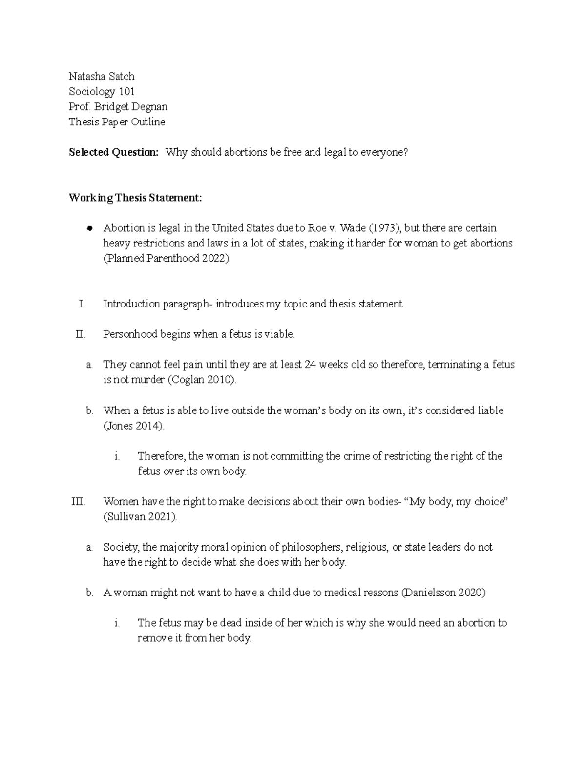Soc101 outline for abortions - Natasha Satch Sociology 101 Prof ...