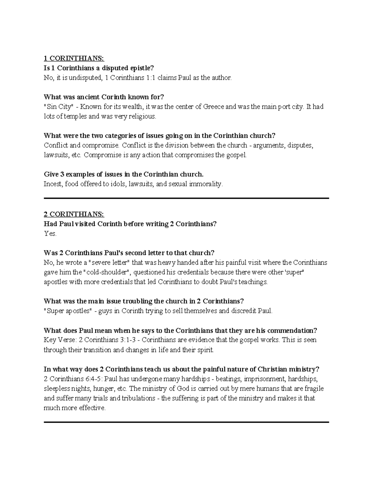 NT Final Study Guide - 1 CORINTHIANS: Is 1 Corinthians a disputed ...
