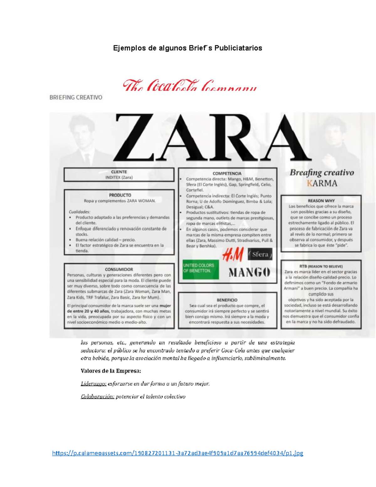 Ejemplos de algunos Brief - Mercadotecnia Y Publicidad - - Studocu
