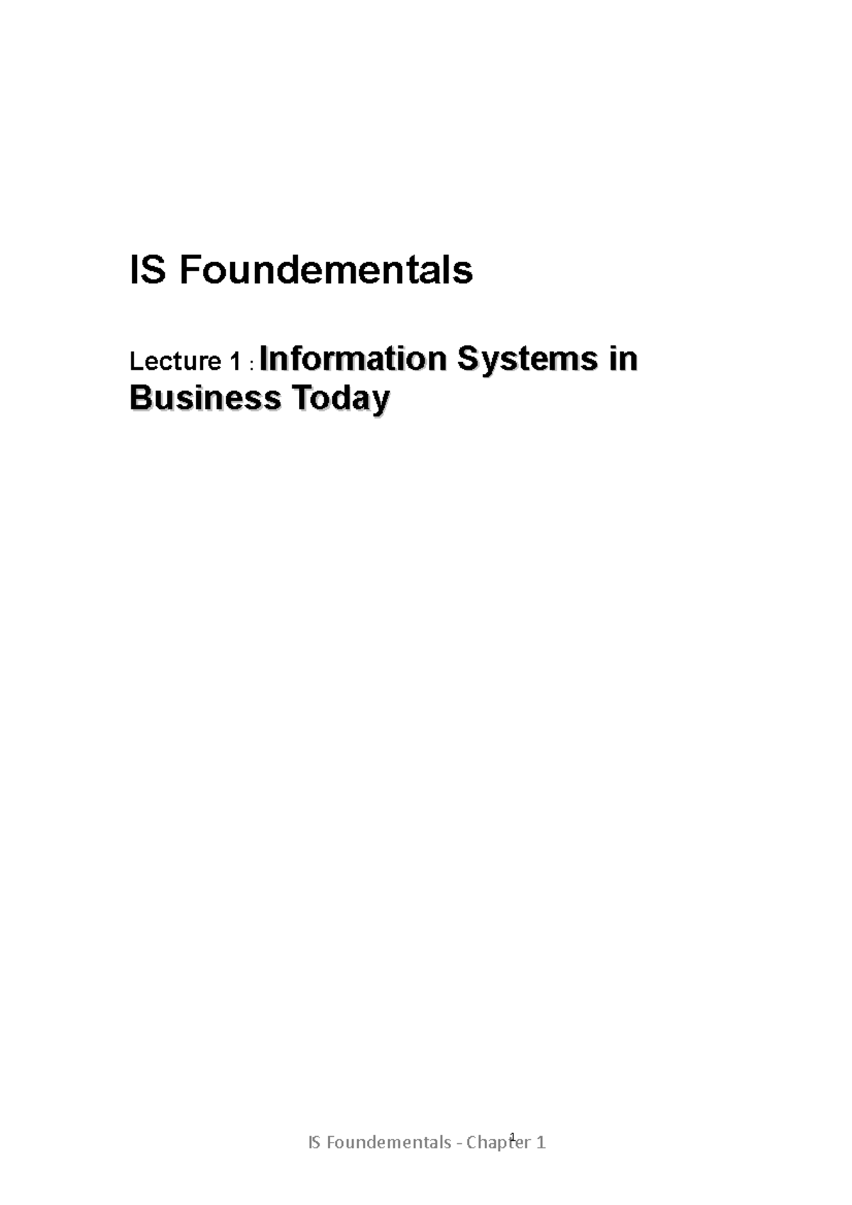 IS Foundementals - Ch 1 - Learning Objectives, Data Vs. Information ...