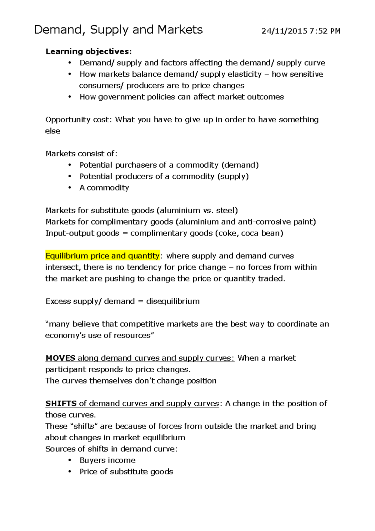 Economics For Decision Making - Summary - lectures 1 - 11 - Demand ...