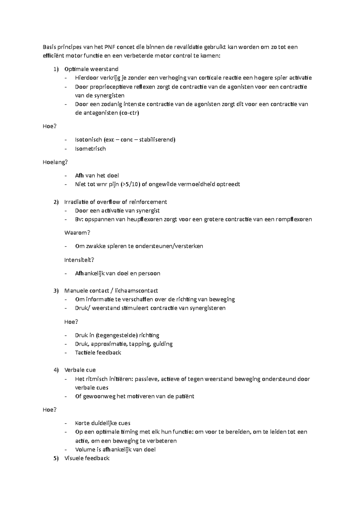 Basis principes van het PNF - Studocu