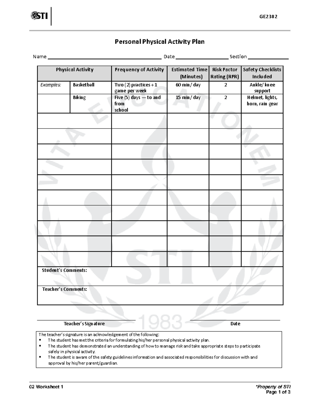 Prefinal TP - GE 02 Worksheet 1 *Property of STI Page 1 of 3 Personal ...