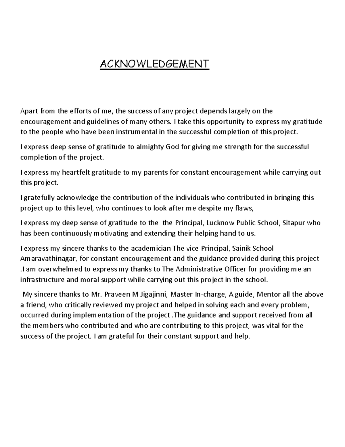 Acknowledgement - BA. Honours English - Delhi University - Studocu