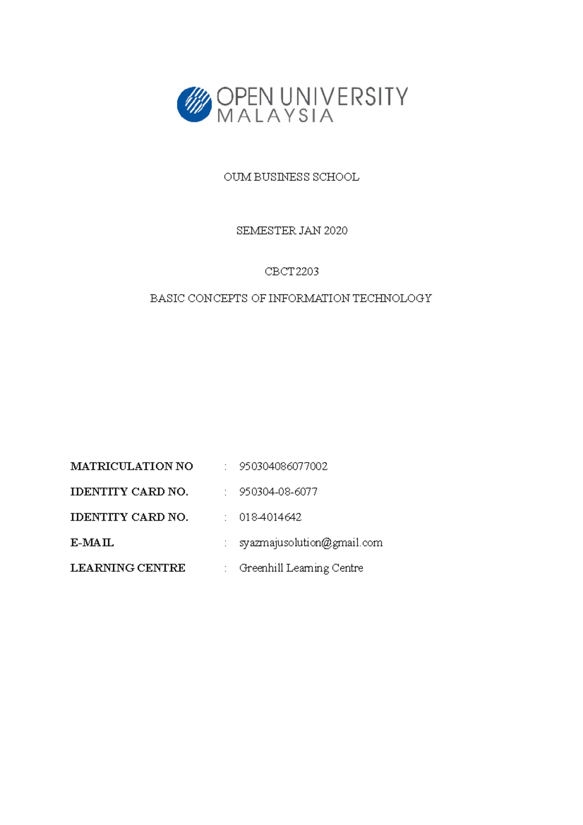 CBCT2203 Basic Concepts OF Information-Amir Syazwan - OUM BUSINESS ...