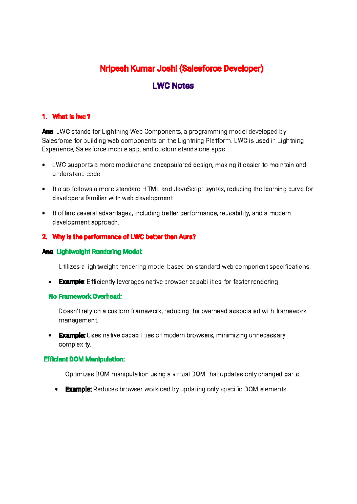 LWC Notes - Nripesh Kumar Joshi (Salesforce Developer) LWC Notes What ...