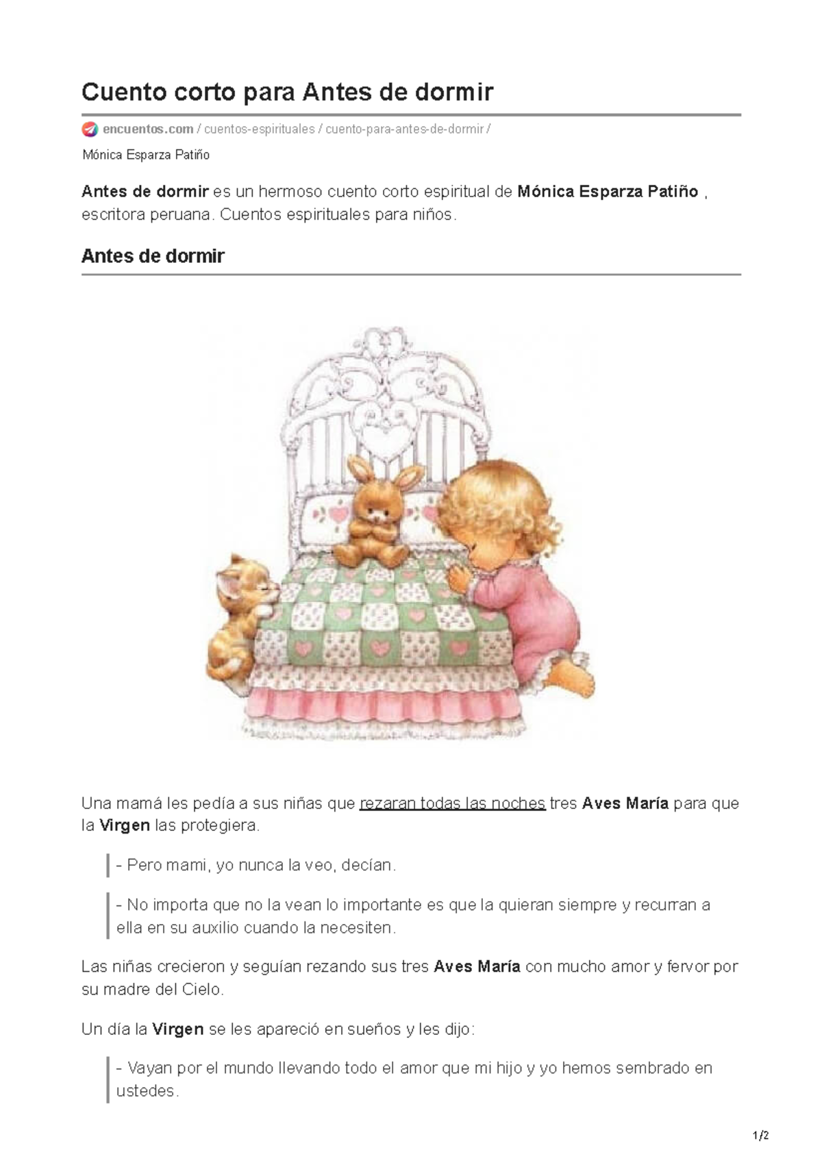 06. Cuento corto para antes de dormir Autor Mónica Esparza Patiño - 1 ...