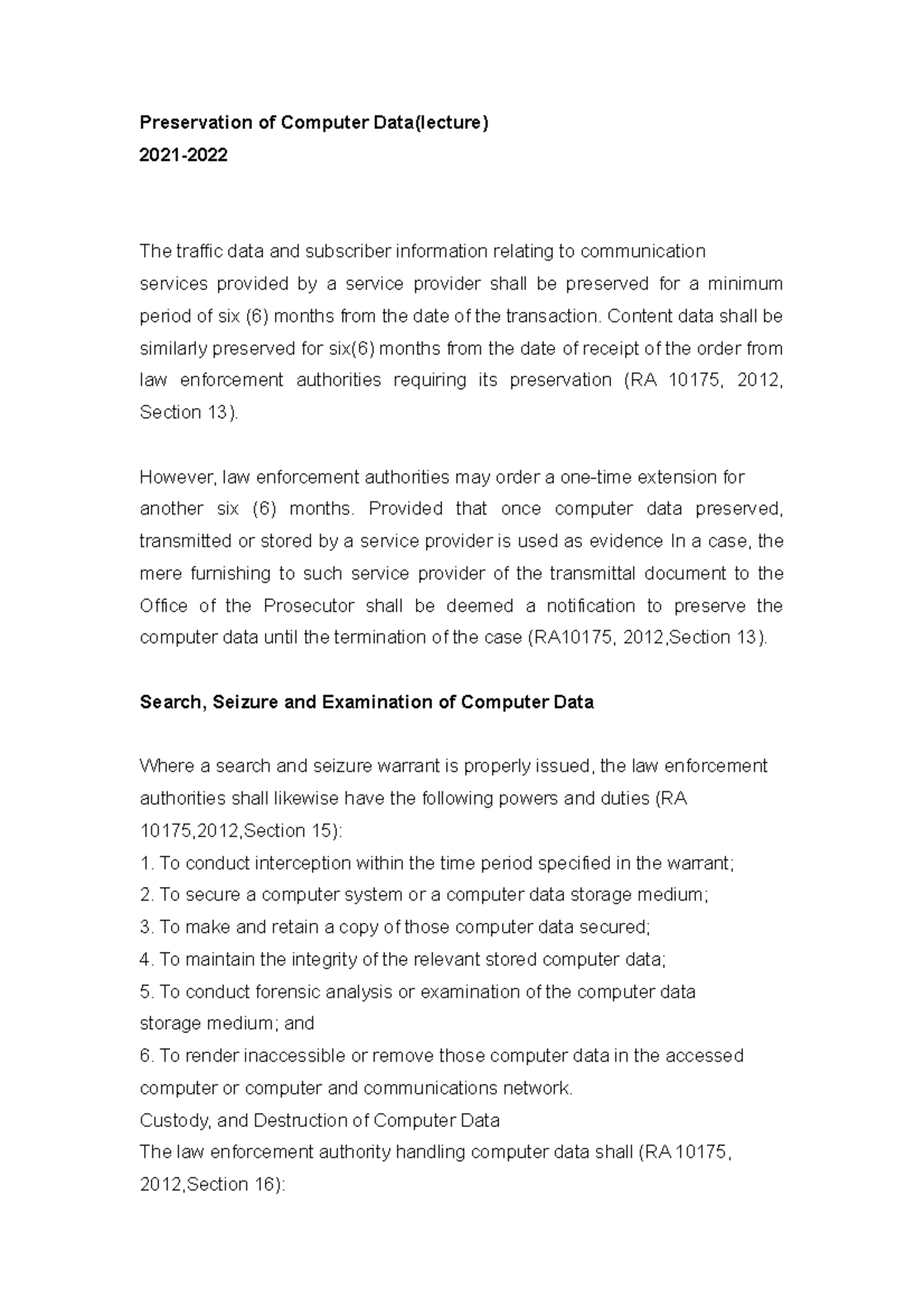 Preservation of Computer Data - Preservation of Computer Data(lecture ...