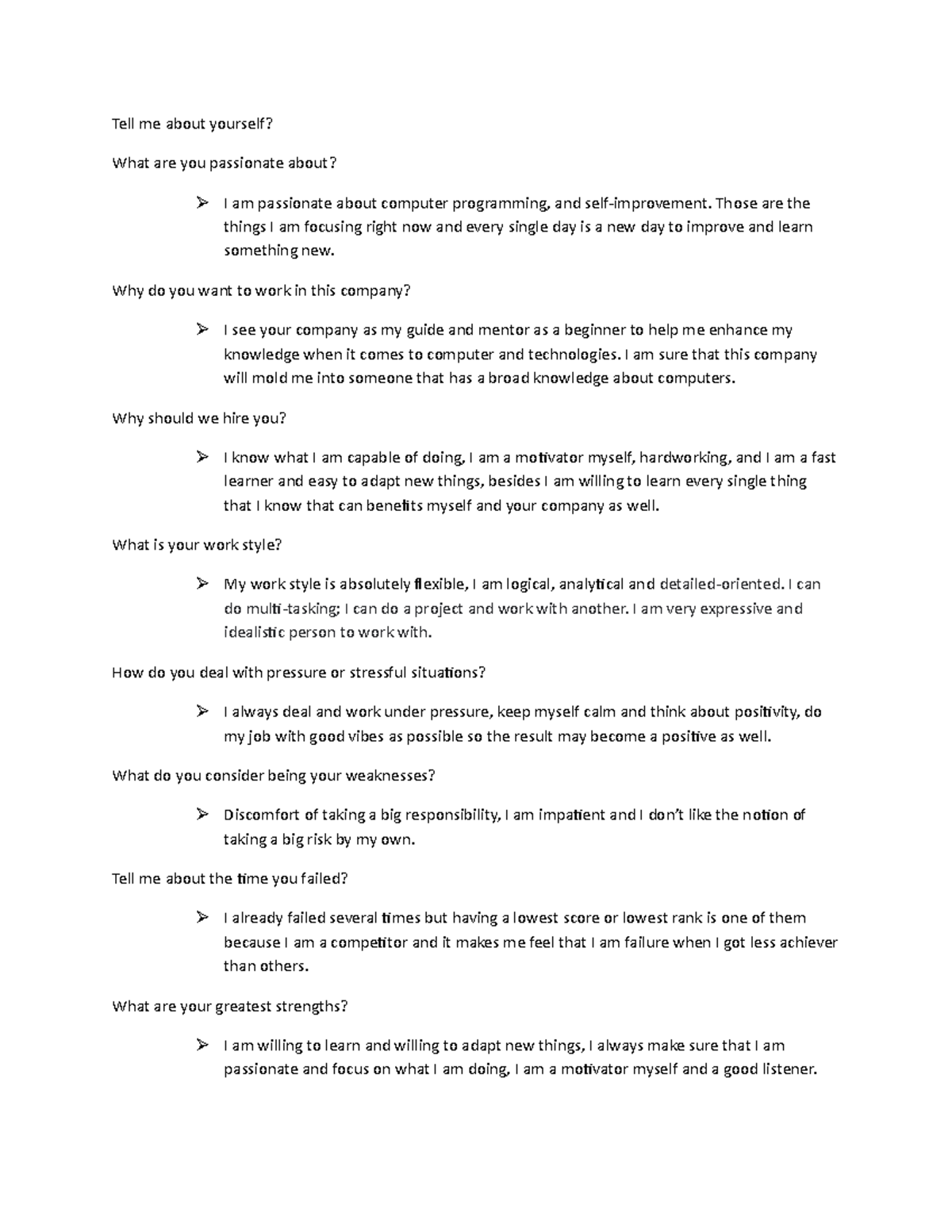 Interview ni mark - Tell me about yourself? What are you passionate ...