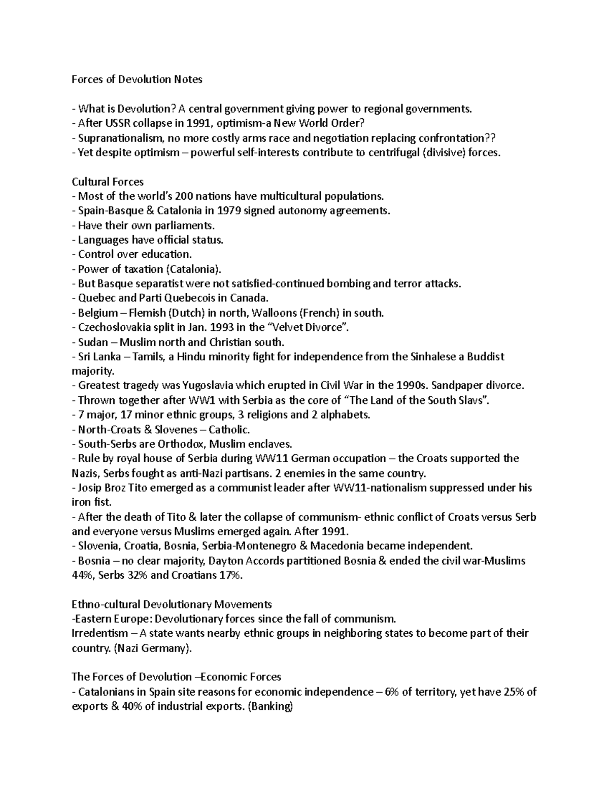 Forces of Devolution Notes - Forces of Devolution Notes What is ...