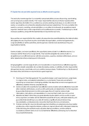 Unit 4 assigment 1 - Distinction Achieved. - Unit 4 - Managing an Event ...