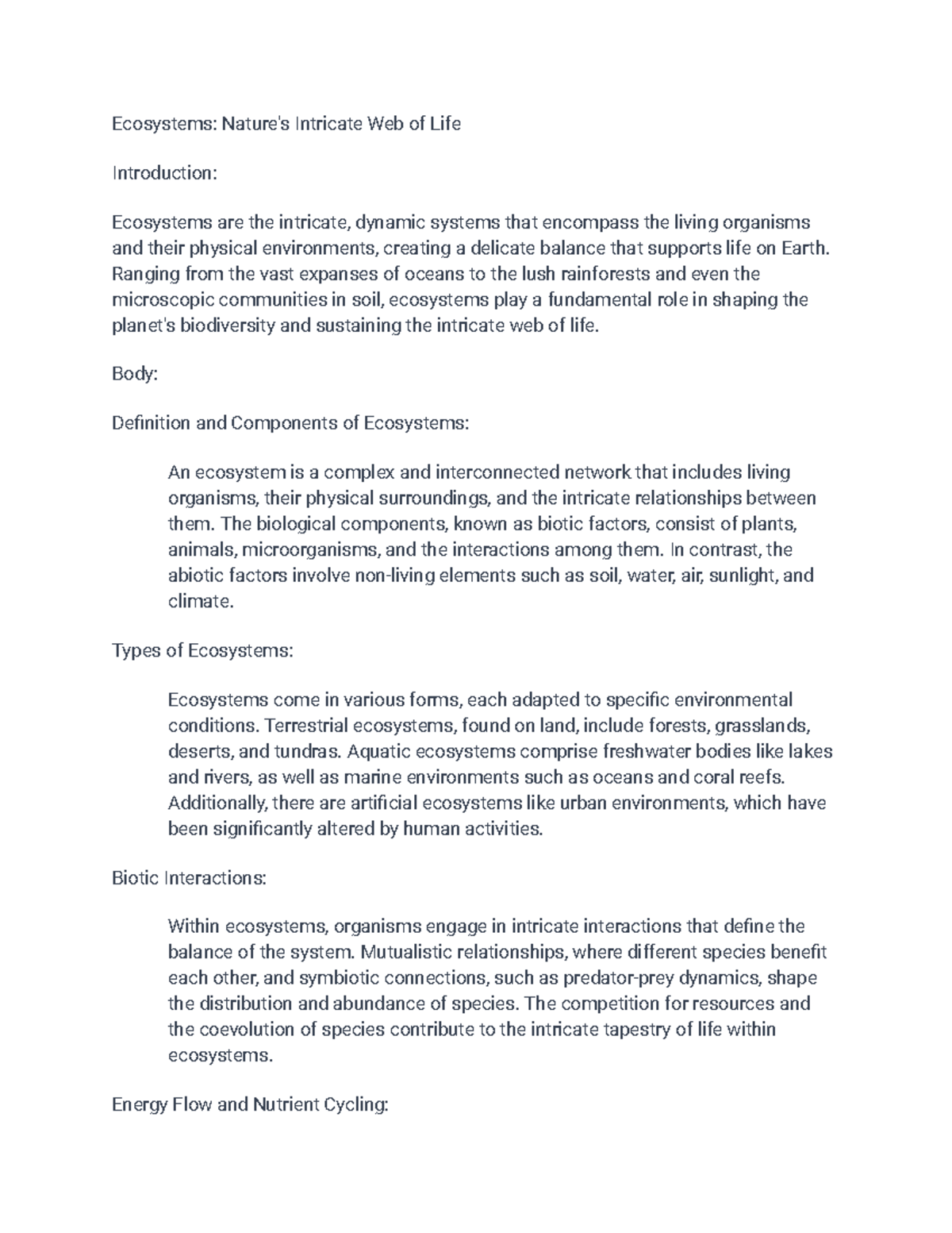 Ecosystems Nature's Intricate Web of Life - Ecosystems: Nature's ...