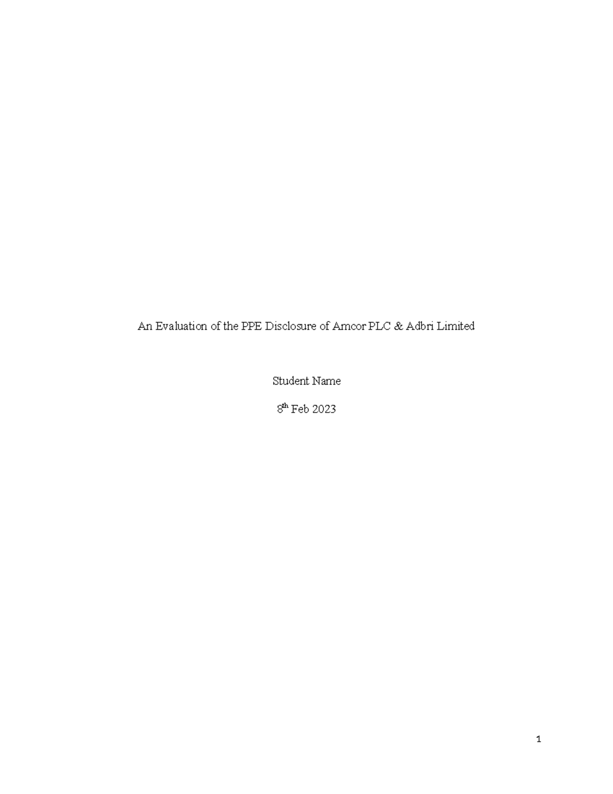 PPE research work - An Evaluation of the PPE Disclosure of Amcor PLC ...