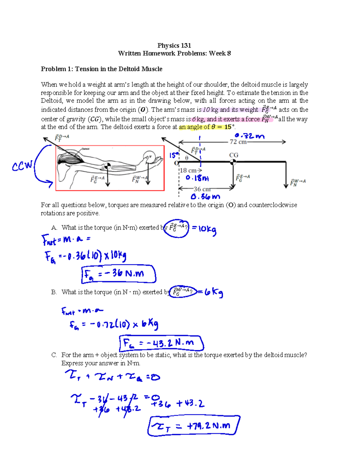Week8-Torque-Written - Physics 131 Written Homework Problems: Week 8 ...