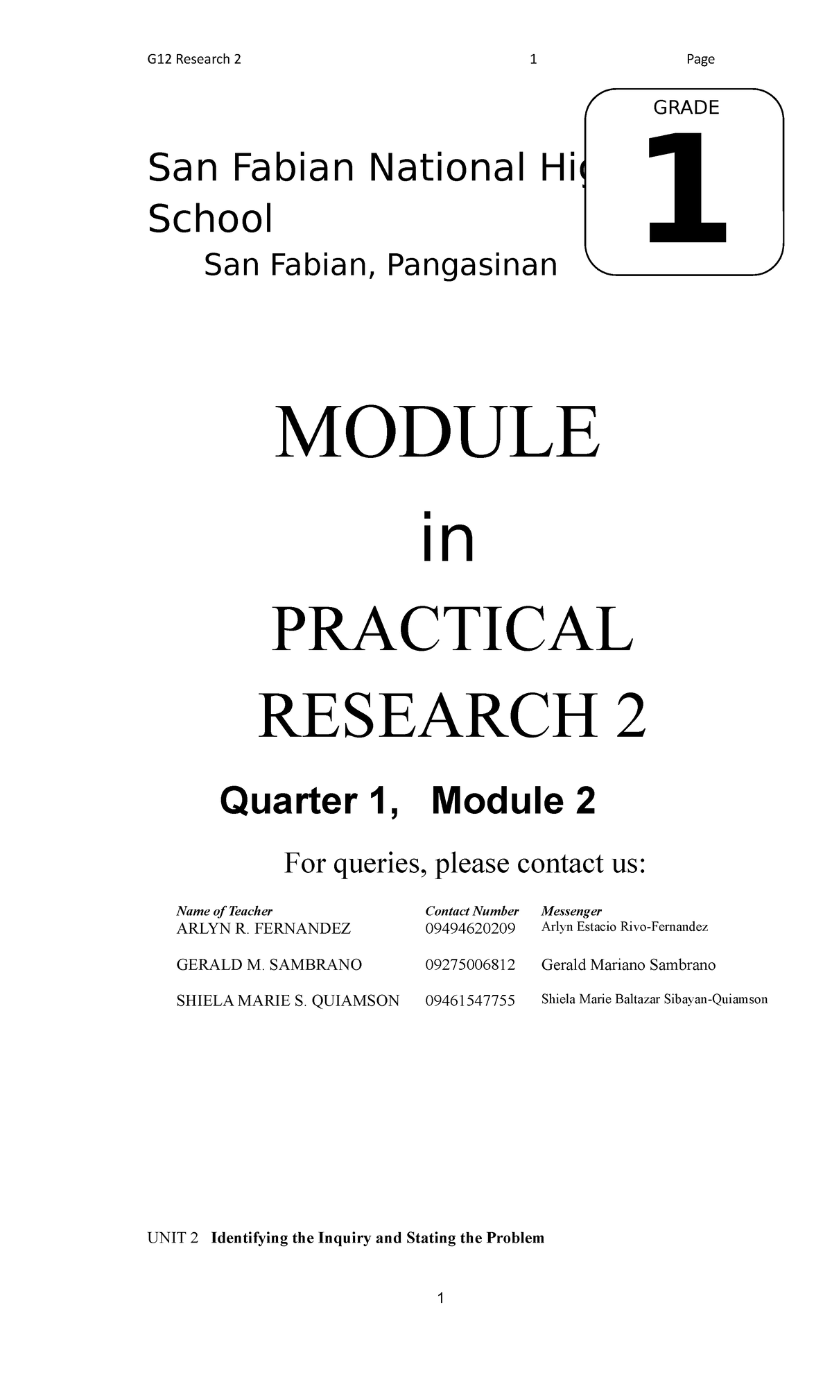 Quarter 1 Module 2 Practical Research 2 1 - San Fabian National High ...