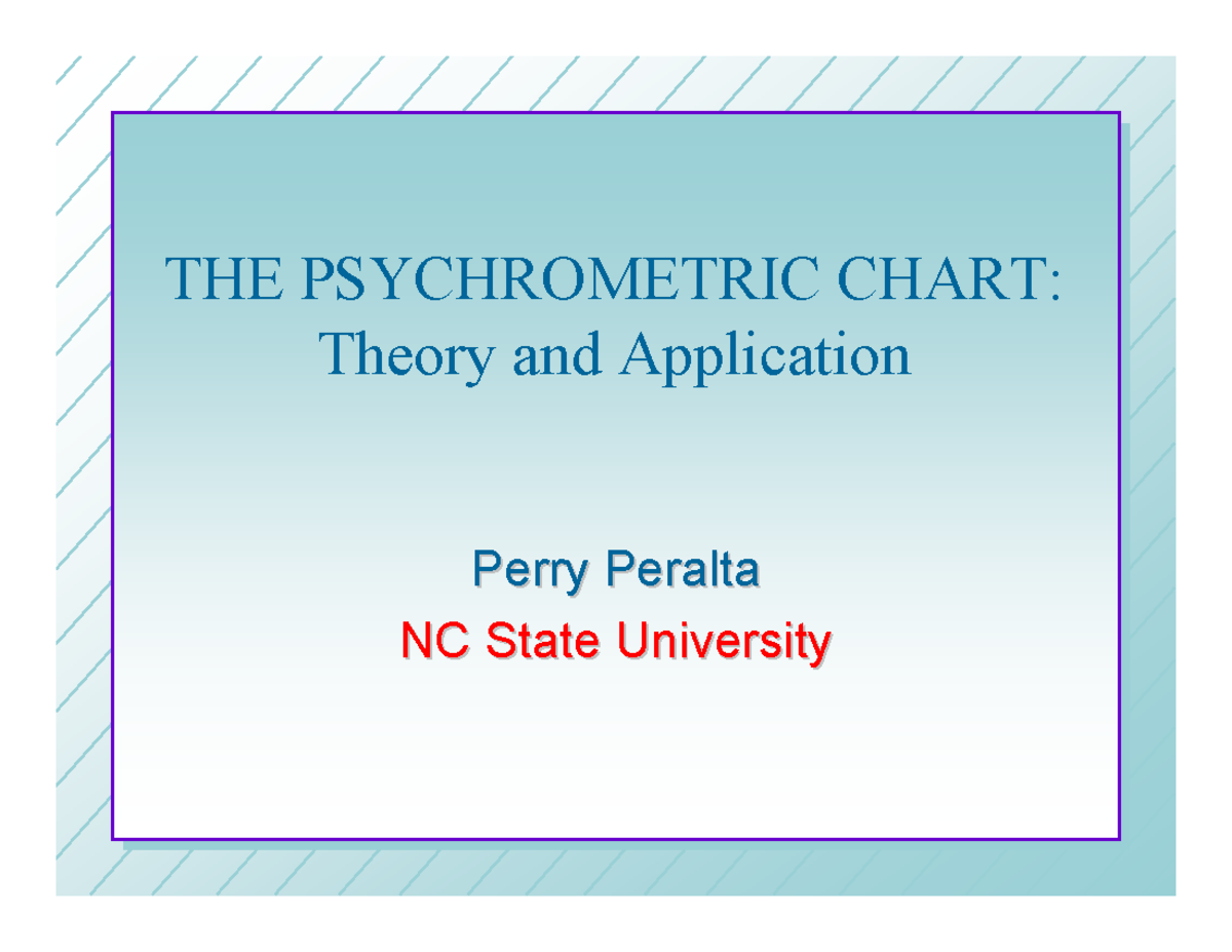 Pyschrometry 230810 172617 - THE PSYCHROMETRIC CHART: Theory and ...