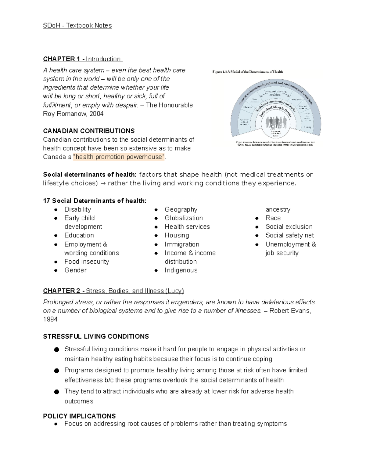 SDo H Textbook Notes - CHAPTER 1 - Introduction A health care system ...