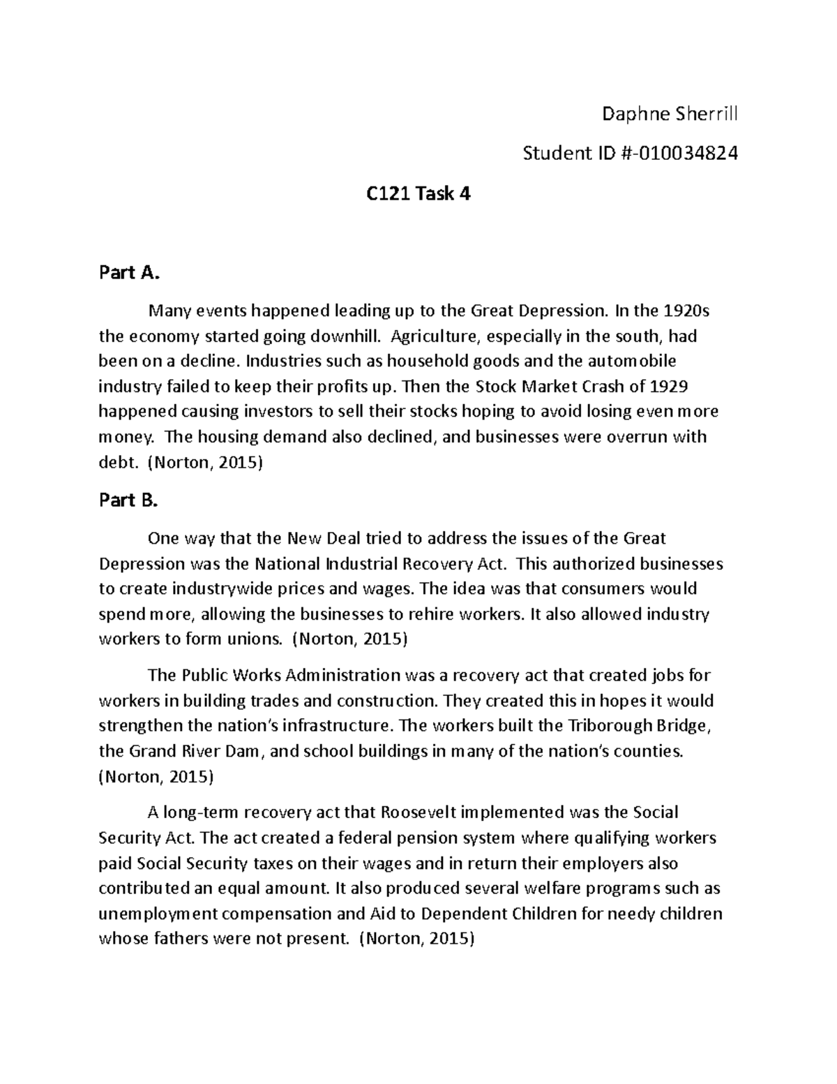 C121 task 4 - c121 task 4 - Daphne Sherrill Student ID #- C121 Task 4 ...