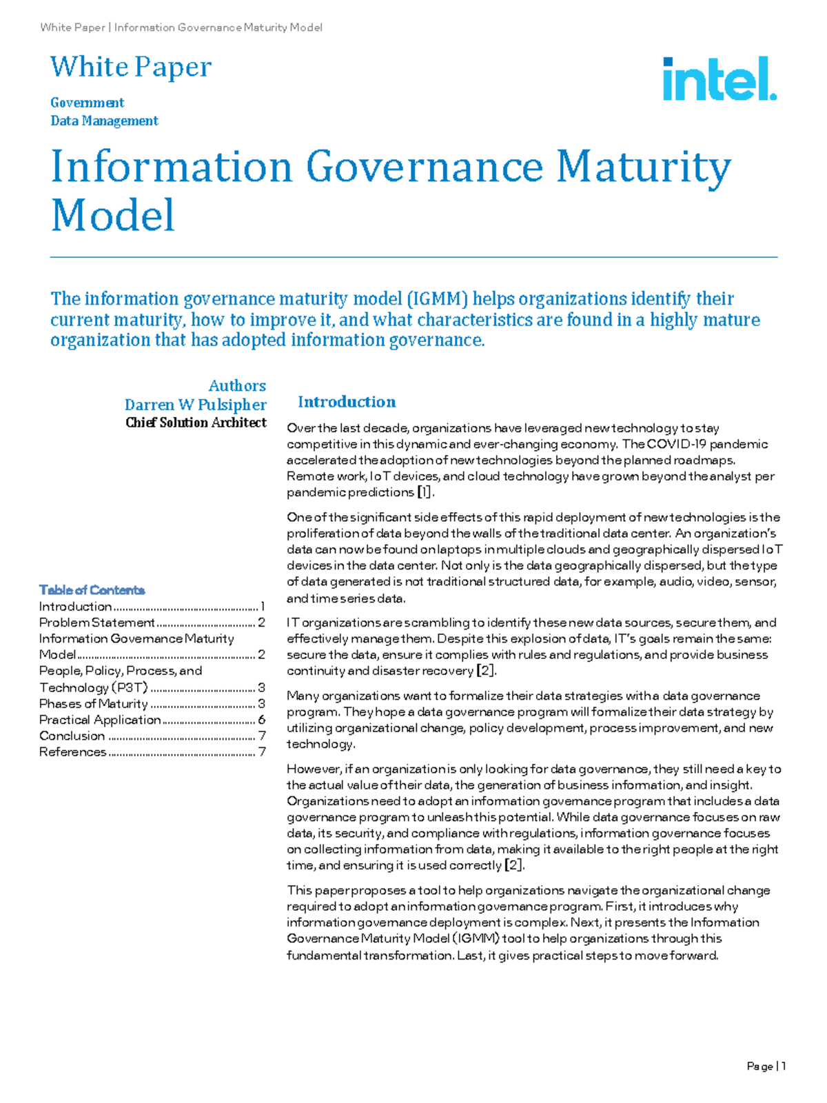 Information Governance Maturity Model - White Paper Government Data ...
