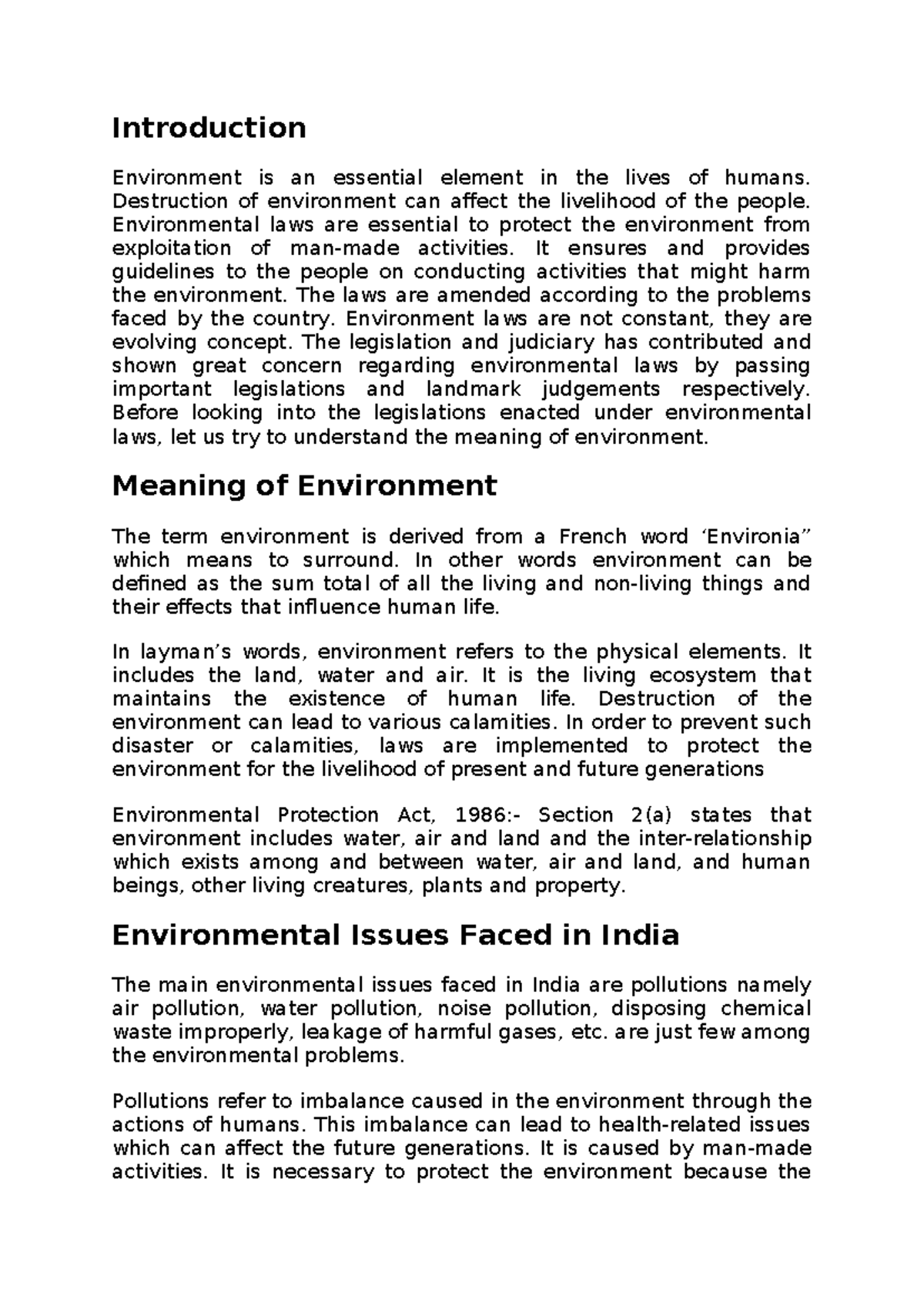 Introduction - B.A LL.B 6 TH SEM NOTES ENVIRONMENT - Introduction ...