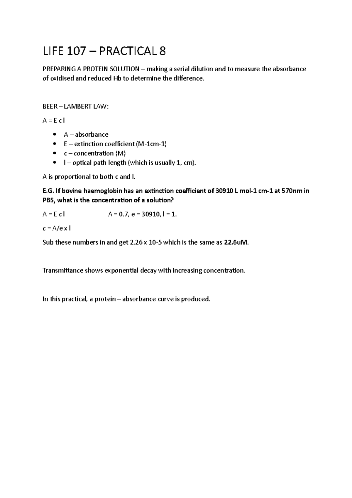 LIFE 107 - Practical 8 - Lecture notes Wk 6 - 10 (semester 1) - LIFE ...