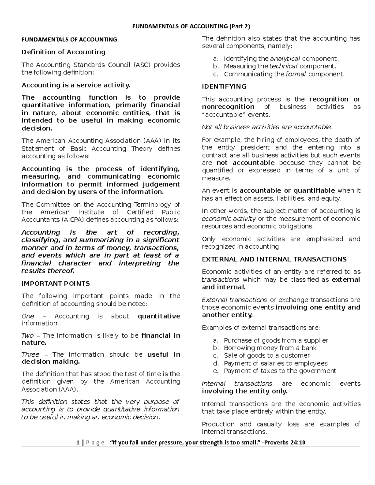 Acctg Part 2 copy - accounting - FUNDAMENTALS OF ACCOUNTING Definition ...
