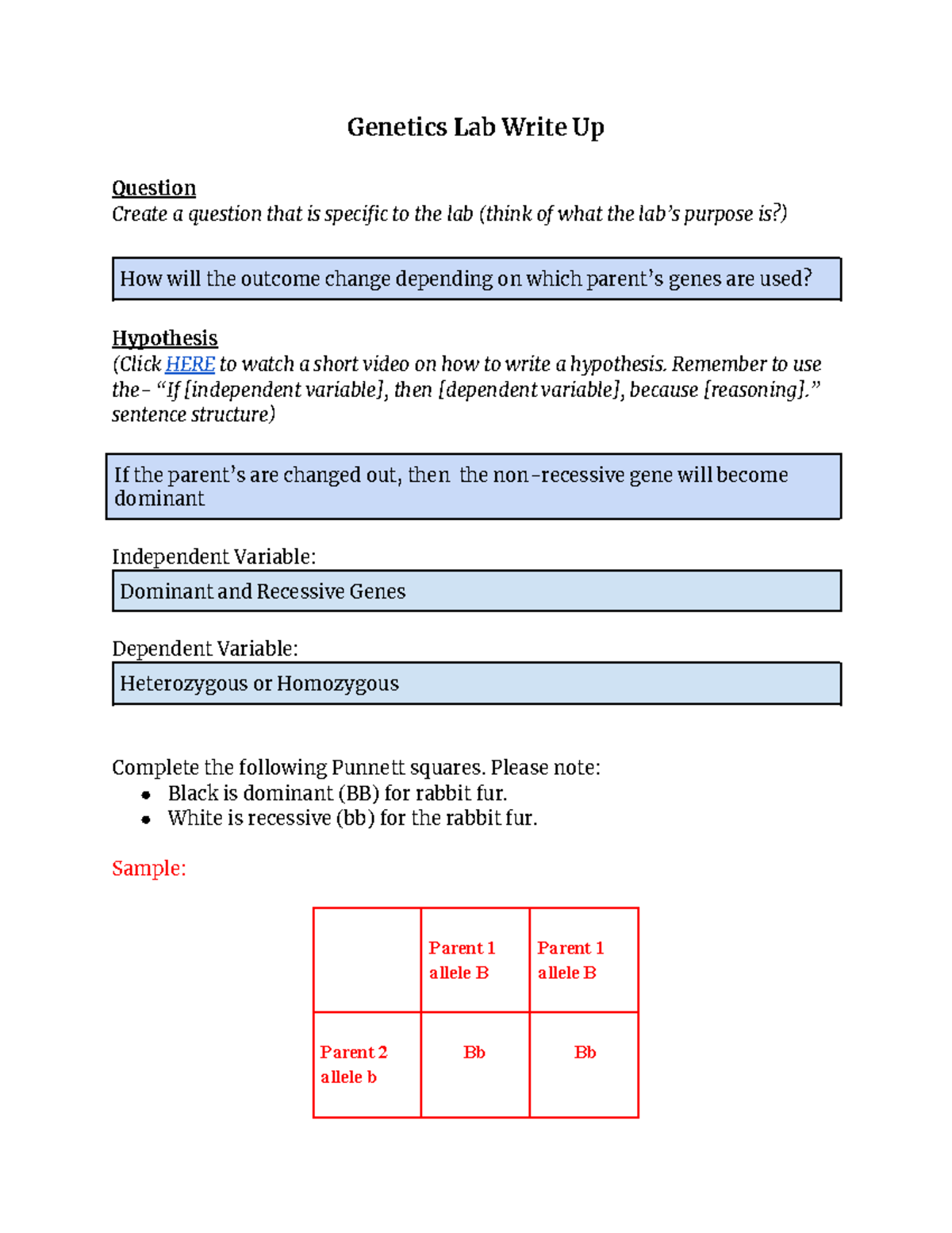 primavera 10B project 1:genetics lab write up 2024/2025 - Genetics Lab ...