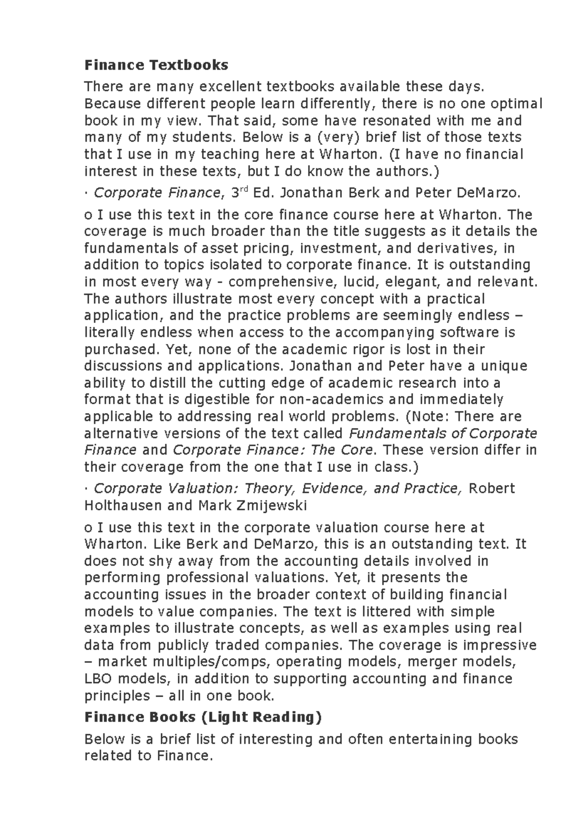 2017 Finance Textbooks - Finance Textbooks There are many excellent ...