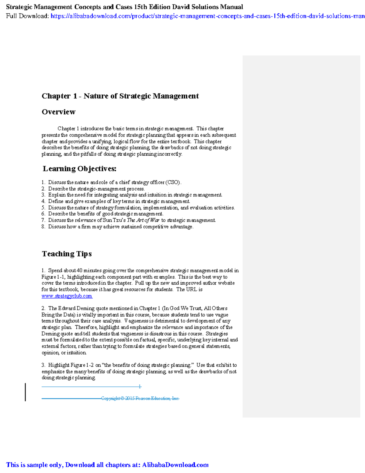 Strategic management concepts and cases 15th edition david solutions ...