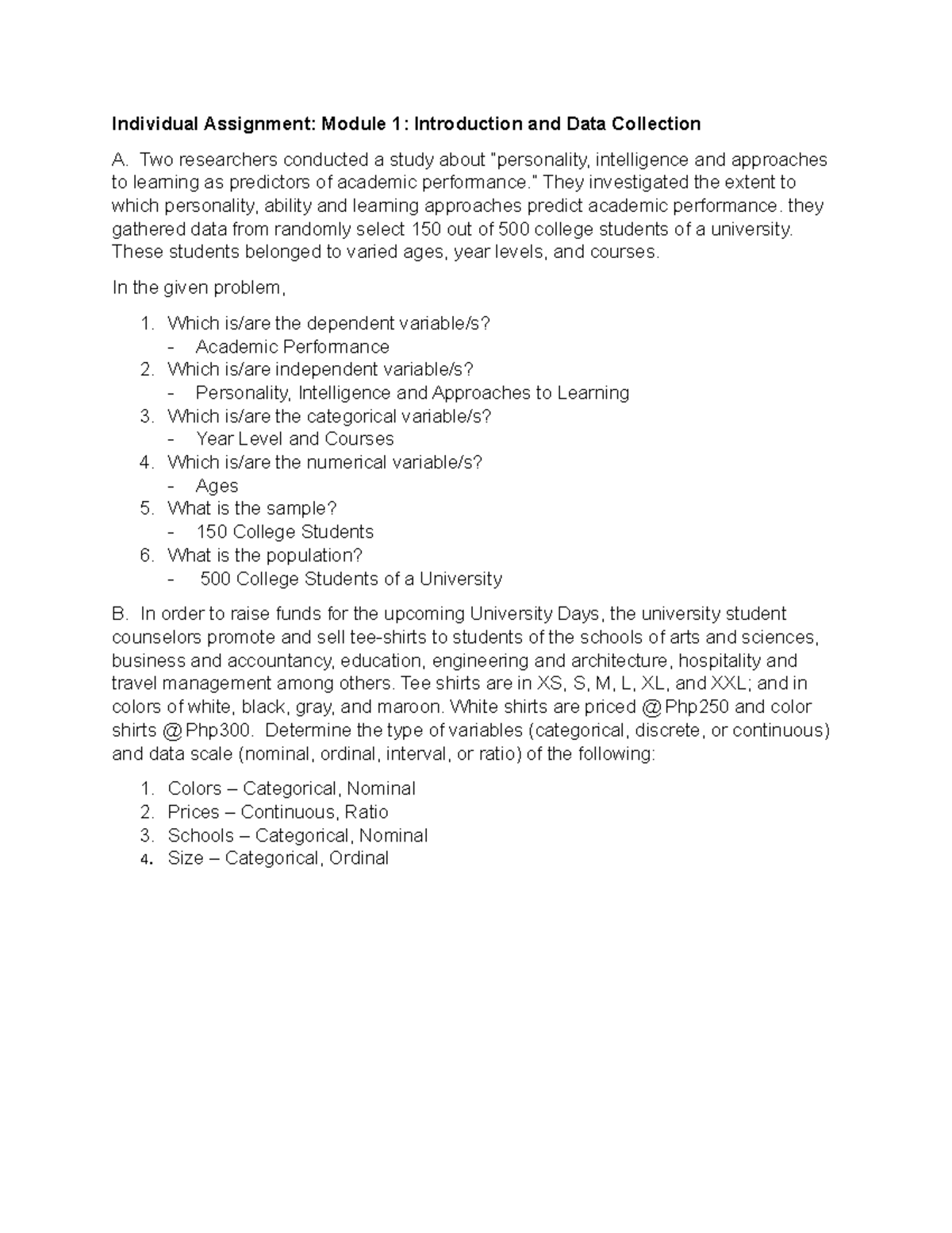 Assignment Module 1 - Types of Variables - Individual Assignment ...