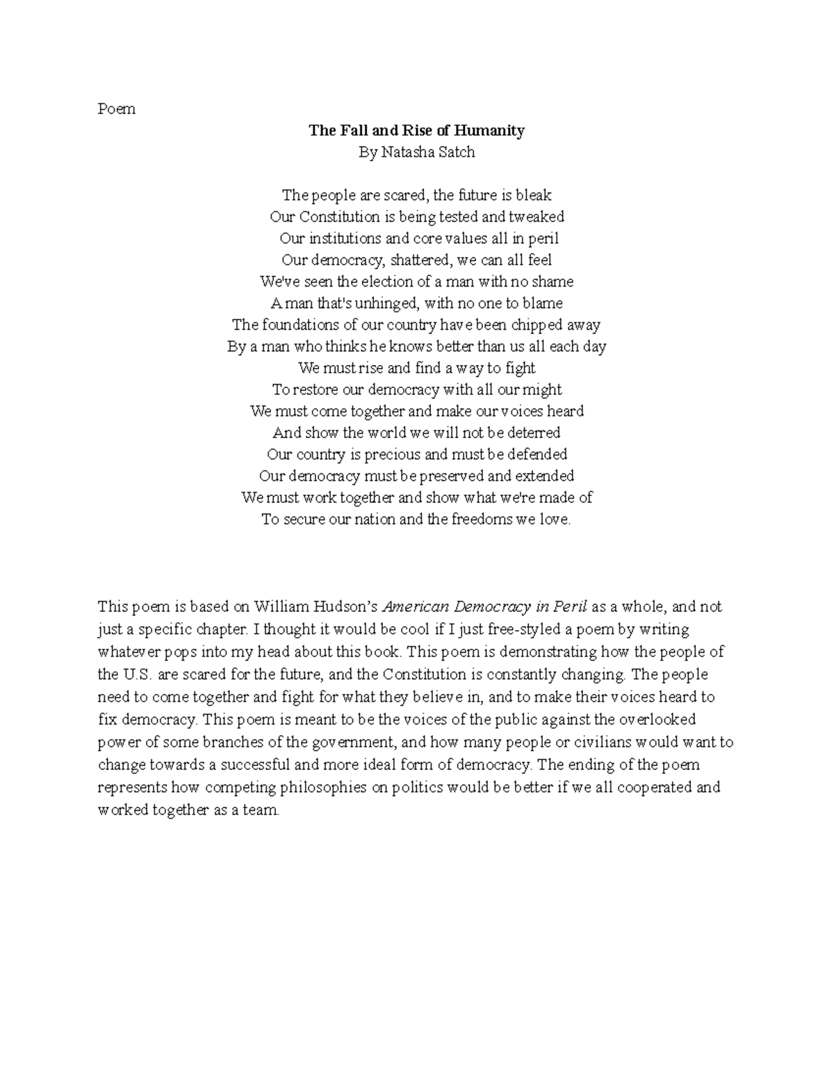 Adventure Assignment Poetry - Poem The Fall and Rise of Humanity By ...