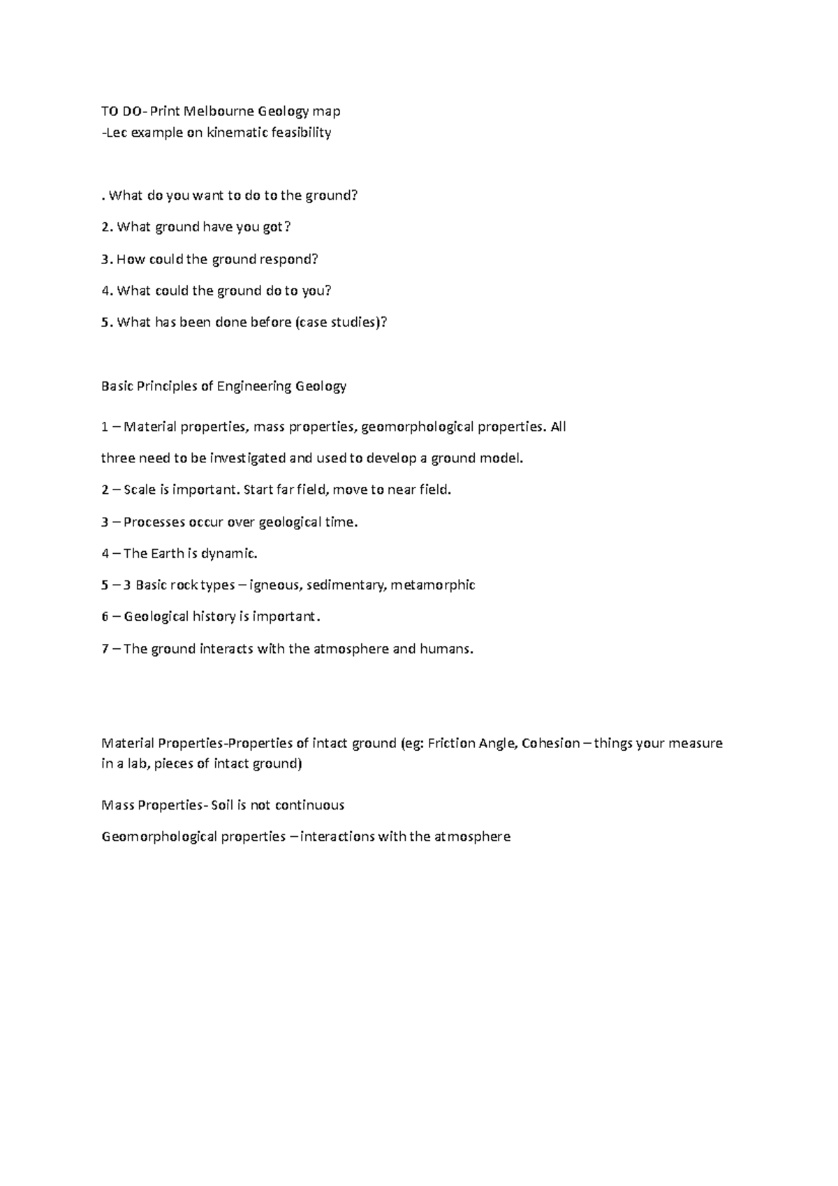 CVEN90044 Summary notes - TO DO- Print Melbourne Geology map -Lec ...