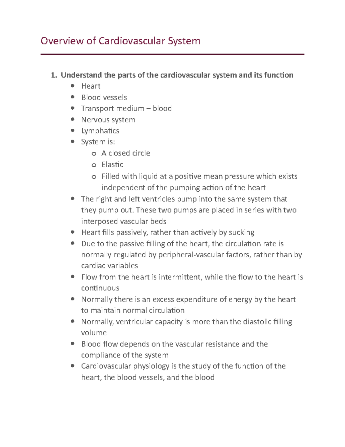 Overview of Cardiovascular System - Overview of Cardiovascular System ...