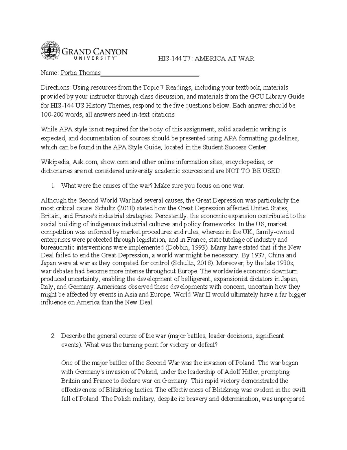 HIS-144-RS-America at War Worksheet - HIS-144 T7: AMERICA AT WAR Name ...