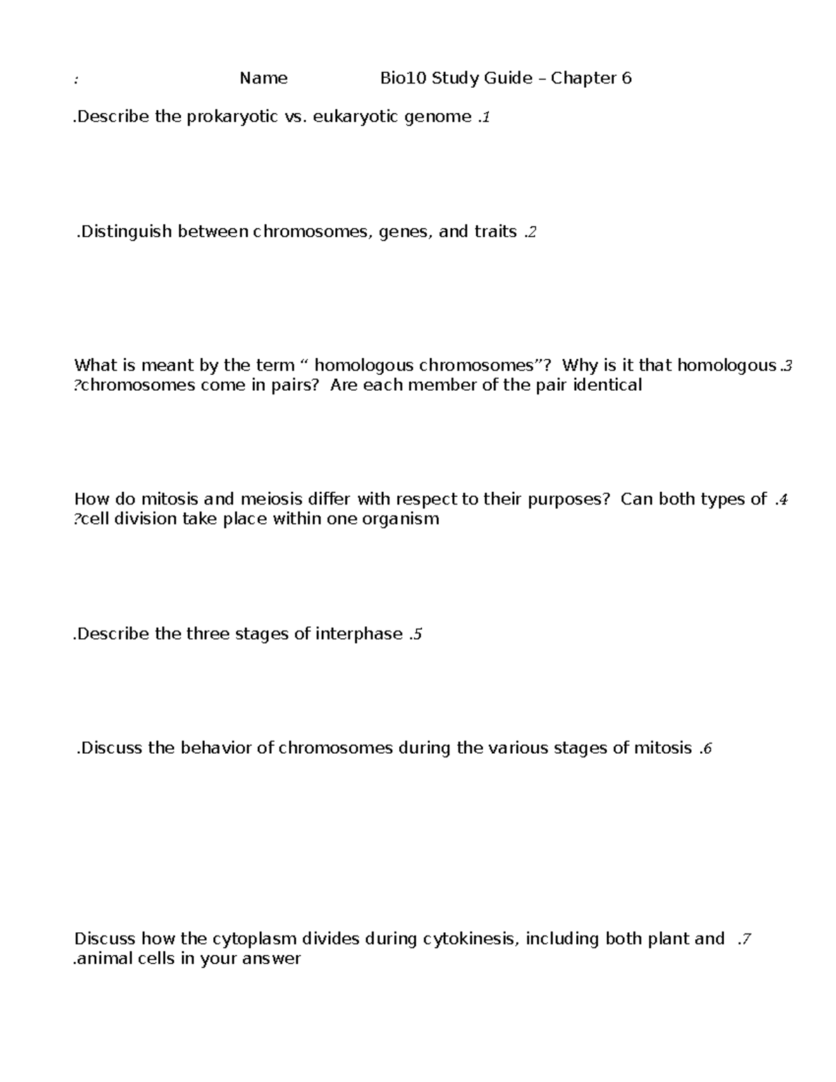 Chapter 6 Study Guide SU20 - : Name Bio10 Study Guide – Chapter 6 ...