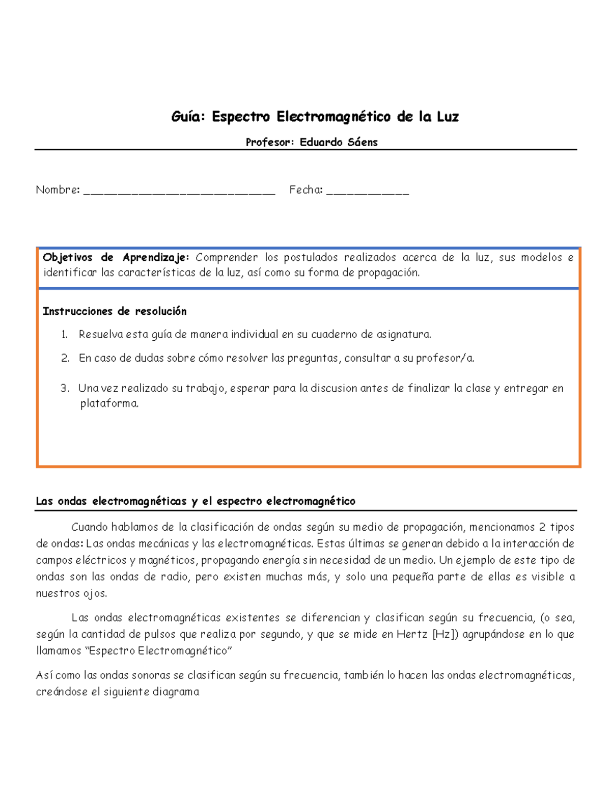 Guia-Espectro-Electromagnético y los usos - Las ondas electromagnéticas ...
