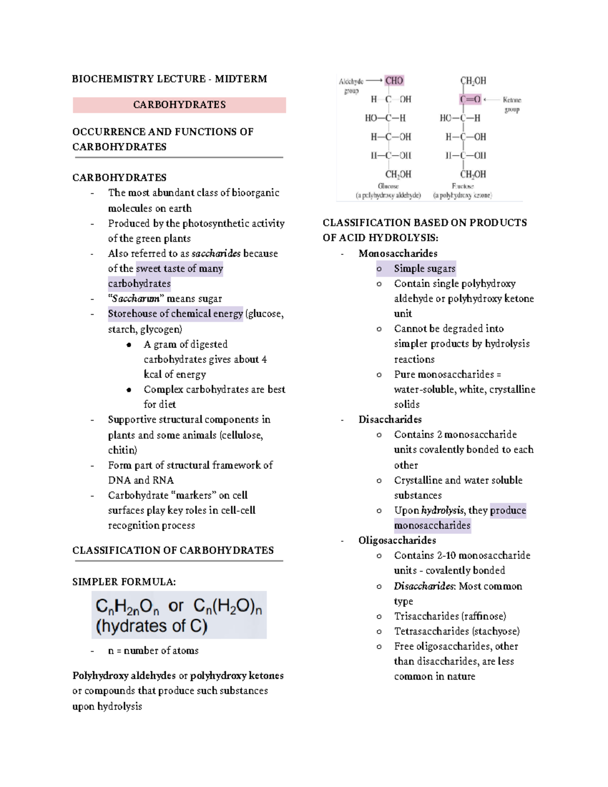 Biochemistry Lec Midterm Reviewer - BIOCHEMISTRY LECTURE - MIDTERM ...
