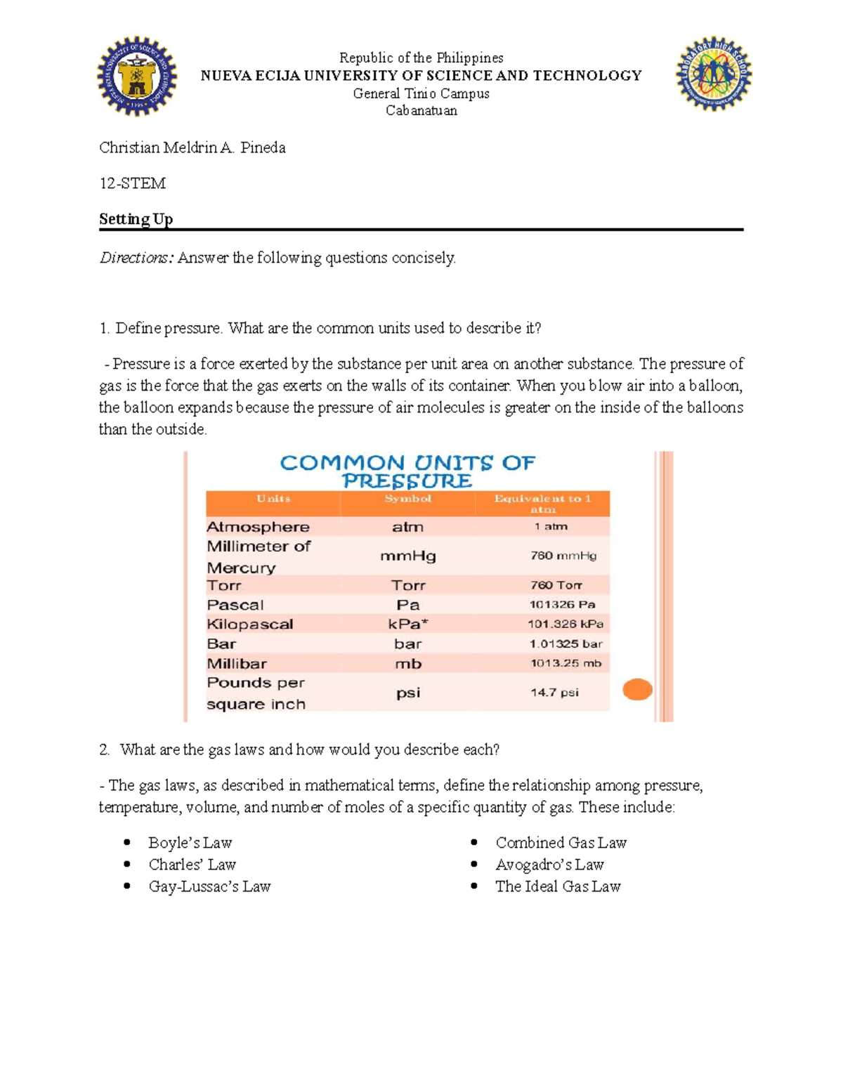 Setting Up Unit 5 - Activity - NUEVA ECIJA UNIVERSITY OF SCIENCE AND ...