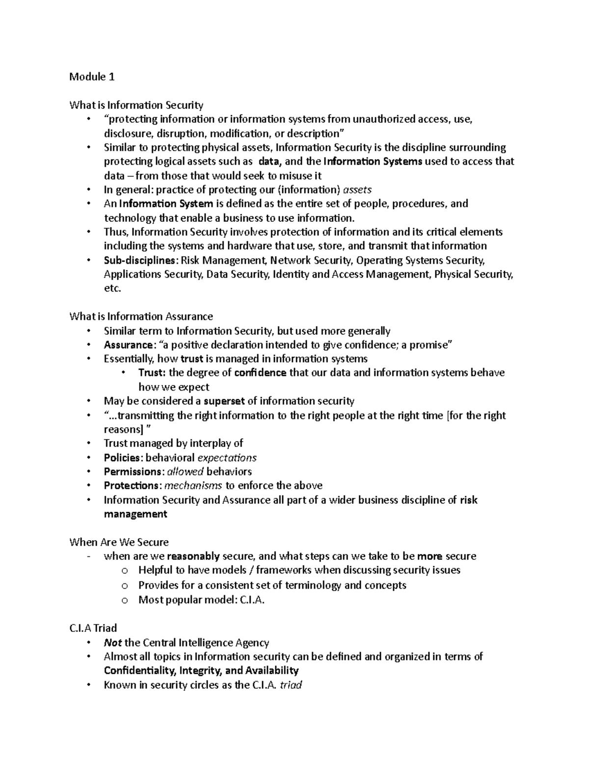 Module 1 - Chapter one notes professor Dombroski - Module 1 What is ...